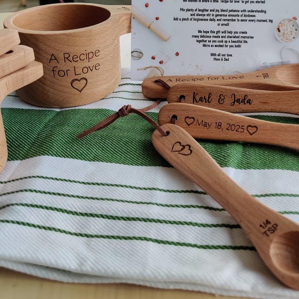 Personalized Measuring Cups & Spoons Set: Bridal Shower, Engagement, or ...