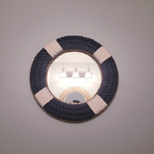 LARGE 80cm | 31.4inch BLUE Hampton Nautical Coastal Round Rope Mirror ...