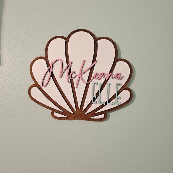 Personalized Seashell Name Sign - Under the Sea Wooden Sign - Ocean ...