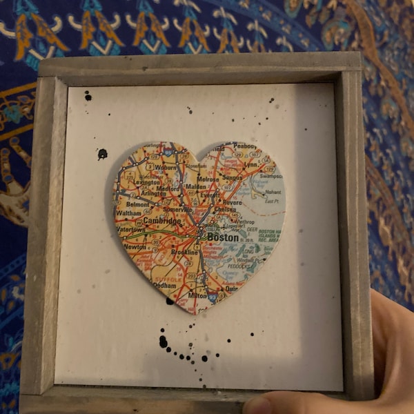 Boston Heart Sign, Heart Map Sign, Boston MA Sign, Boston MA Gift ...
