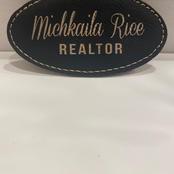 Leather Name Tag, Name Tags Magnetic, Oval Name Badge, Engraved Name ...