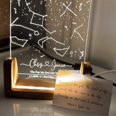 Personalized Constellation Chart Lamp Gift Star Map on Night - Etsy