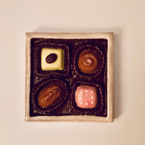 BOX OF CHOCOLATES, Ceramic Art Tile, 4x4 Handmade Decorative Wall ...