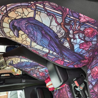 Koson Crow Hooded Cloak Outerwear Overcoat Raven Woodblock Print Fleece ...