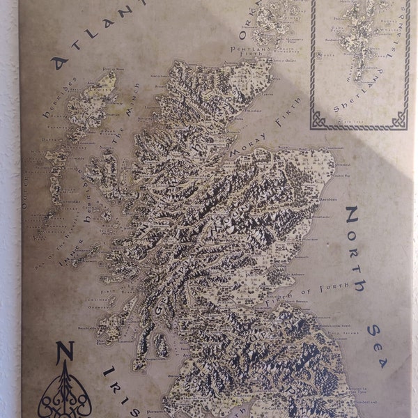 Scotland Canvas Fantasy Map, Scotland Map, Hand Drawn, Scottish Gifts ...