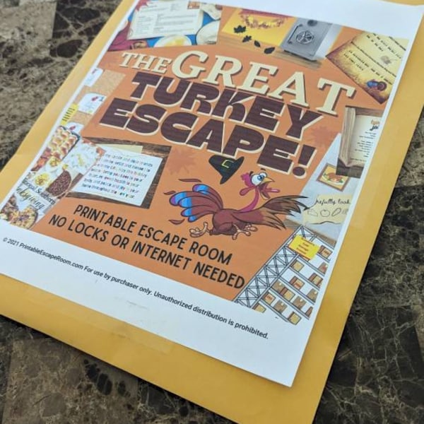 Turkey Escape Room Game | Thanksgiving Printable Party for Kids and ...