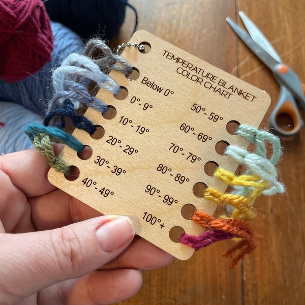 Temperature Blanket Color Chart - Pocket Size - Reusable Wood Card ...