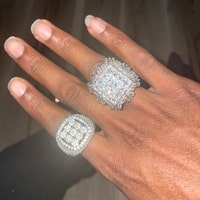 Men's Ice Out Ring, Silver 5X Layered Diamond Cz Ring, Designer Big ...