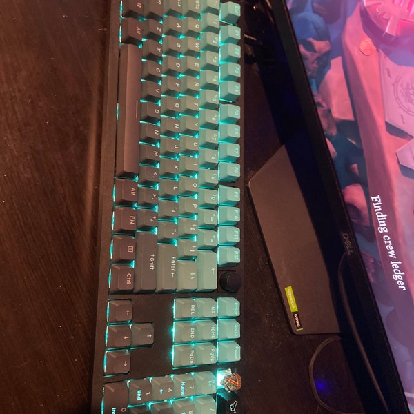 Gradient Green Keycap Set, OEM Profile, Shine-through, PBT, Cherry MX ...