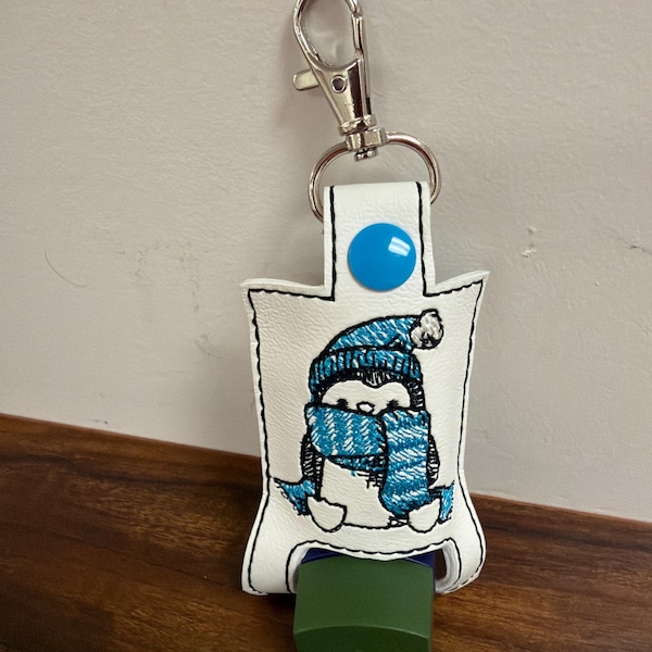 Winter Penguin in Scarf Inhaler Holder Keychain, Cute Winter Penguin ...