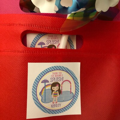 Splash Pad Favor Tag, Birthday Favor Stickers, Favor Tags Printable ...