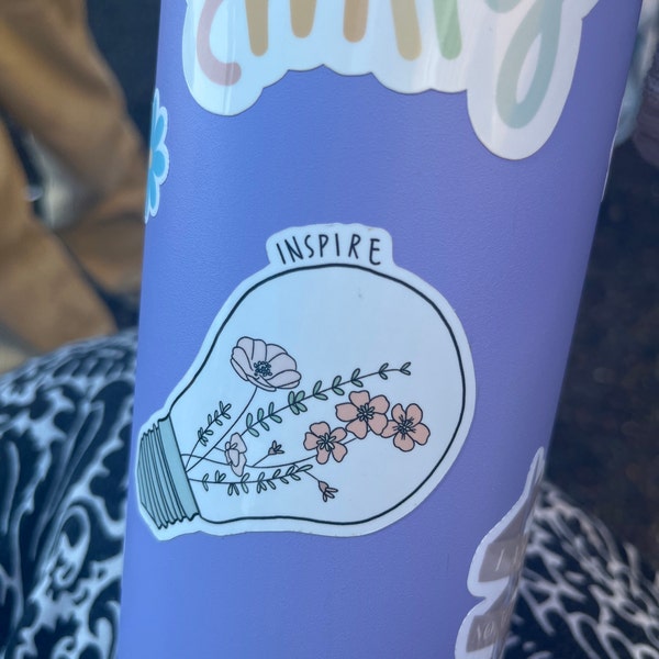 Inspire Pink Floral Lightbulb Sticker - Teacher, Educator, Teaching ...