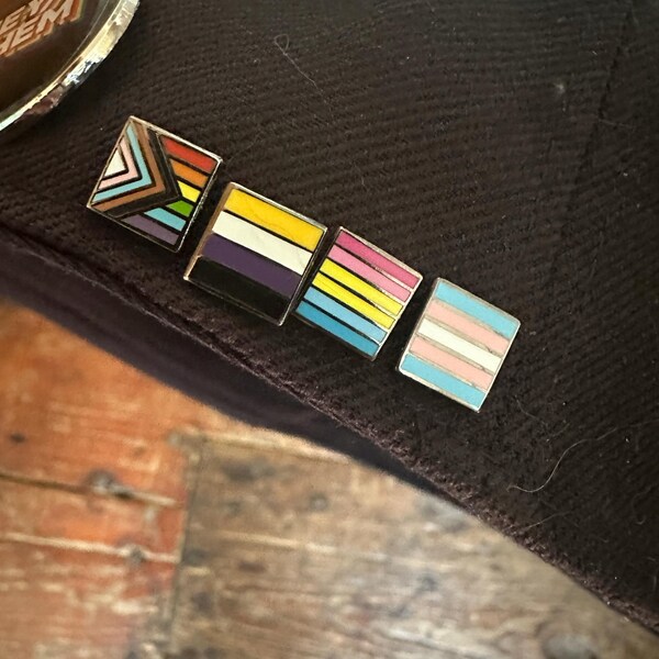 Non-binary Ribbon Pin — Subtle Pride Flag Small Mini Minimalist Enamel ...