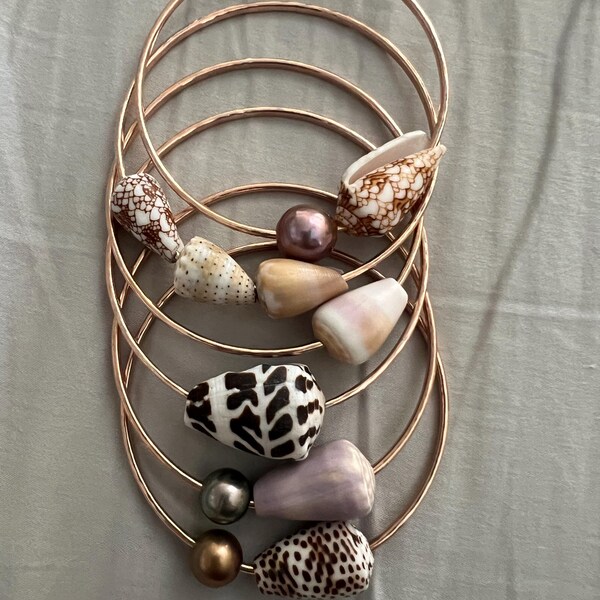 Sterling Silver Custom Hawaiian Shell Bangle, Shell Bangles, Made in ...