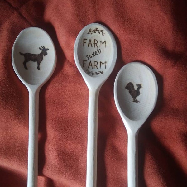 Snowflake and Pine Tree Wooden Spoons, Winter or Christmas Themed ...