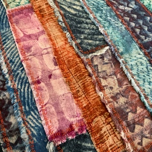 12 Hand-dyed Variegated Silk Noil Test Fabrics (12) 4 X 5.5" Multi ...