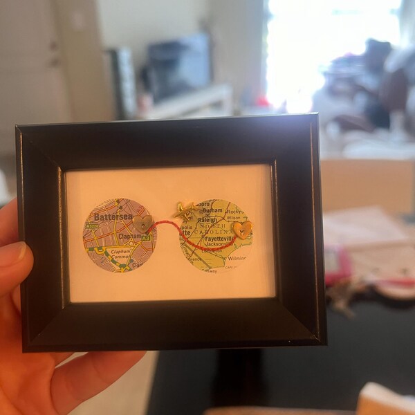 Long Distance Gift, Two Maps in One, Custom Map Gift, Maps in Frame ...