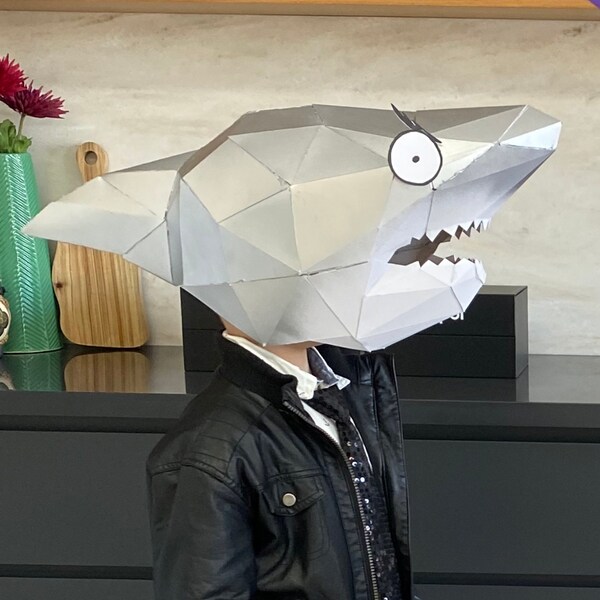 Shark Mask - Papercraft Template | Baby Shark Animal Mask Halloween ...