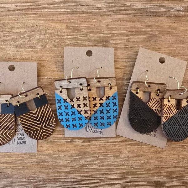 5 Simple Cut Out Earring File Scored Boho Cut Earrings Laser Earring ...