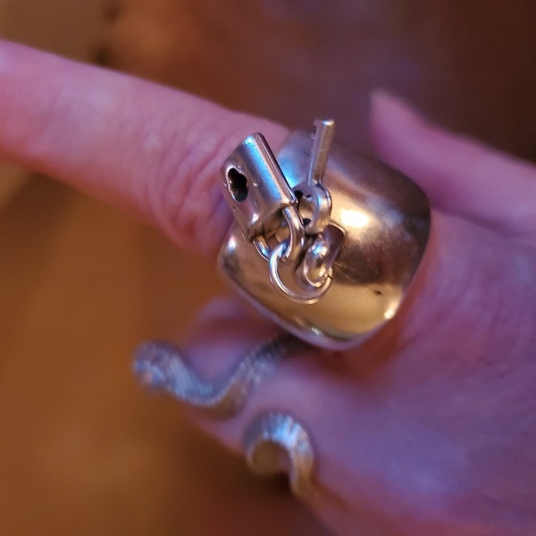 Giant EVIL EYE Ring, Statement Padlock With Key Ring, Heavy Massive ...