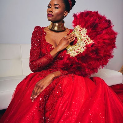 African Bridal Lace Luxury Fan Ghanaian Bridal Hand Fan Traditional ...