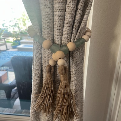 Curtain Tie Backs Aqua Sea Glass Tie Backs Home Accents Coastal Home ...