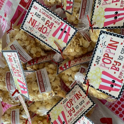 PRINTABLE Just POPPIN' BY to Say Happy Valentine's Day Tag Instant ...