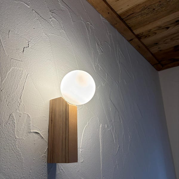 Vertical Wall Light in Natural and Black Wood Minimalist Decoration - Etsy