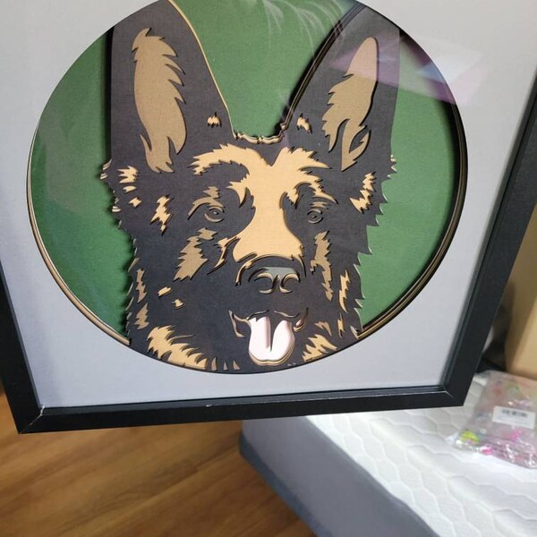 German Shepherd Dog Shadow Box SVG, German Shepherd Shadow Box, Gift ...