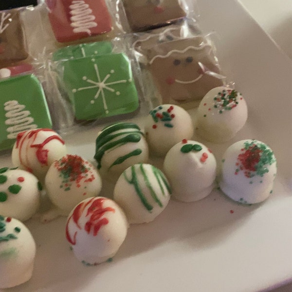 Chocolate Covered Christmas Cake Bites – Assorted Flavors – 1 Dozen - Etsy