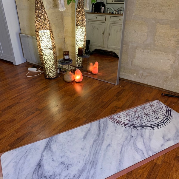 Natural Cork Yoga Mat - Natural Rubber Bottom - Sacred Geometry Mandala ...