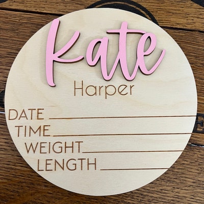 Baby Announcement Sign With Birth Stats Footprint Sign for Newborn Baby ...