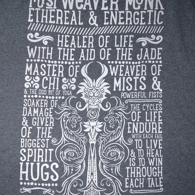 World of Warcraft / Wow Inspired T-shirt MISTWEAVER MONK Edition Unisex ...