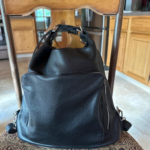Convertible Hobo Backpack Leather, Soft Leather Backpack, Leather ...
