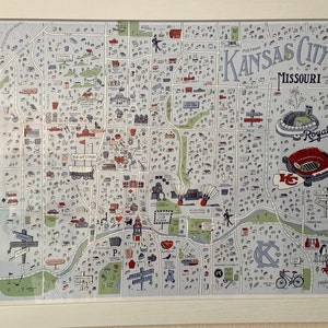 Illustrated Map of Kansas City - Downtown - Etsy