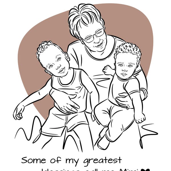 Grandma Portrait From Photo — Custom Line Art Nana Gift, Memorial ...
