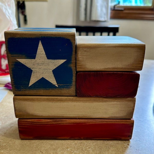 American Flag Wooden Block Set: Patriotic Shelf Sitter Décor - Etsy