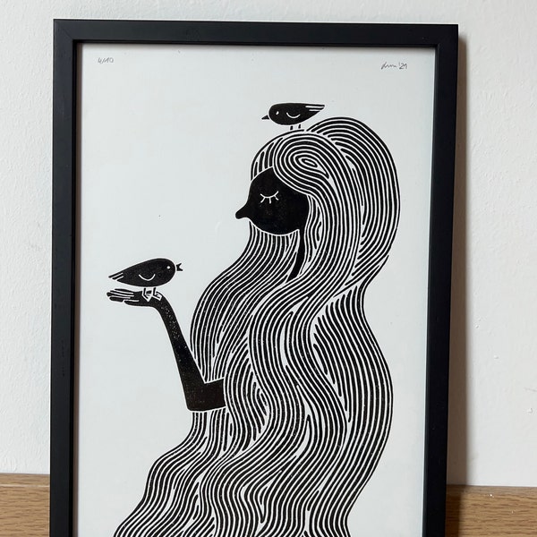 Monkey · Original Linocut · Wall Decoration · Picture · Art Print ...