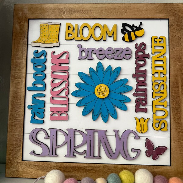 Spring Laser Cut File, Spring Word Collage, Spring Sign & Stand Laser ...