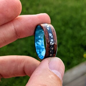 Macassar Ebony With Green Opal & Glow Powder Inlay Wooden Ring | Etsy