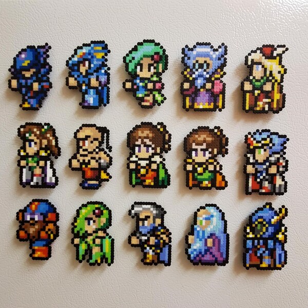 Final Fantasy IV: Perler Bead Sprites - Cecil, Kain, Rosa, Rydia, Edge ...