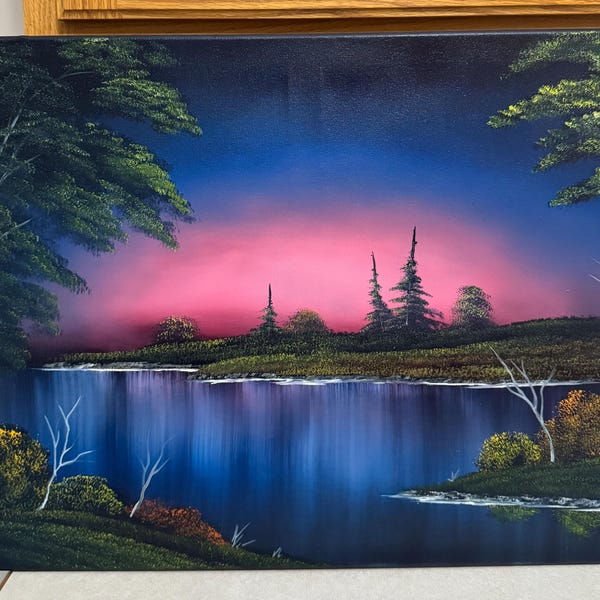 Bob Ross Style Original Landscape Oil Painting “final Grace” 16x20in ...