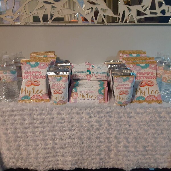 Donut Birthday Party Decor - Doughnut 1st Chip Bag Label Favors - Candy ...