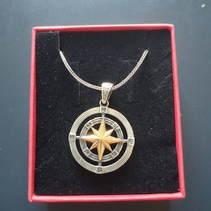 Handcrafted Sterling Silver Reversible Mens Compass Necklace, Men ...