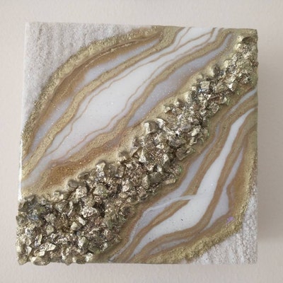 Beautiful Black and Gold Geode on a 6 X 6 Wood Cradled Board - Etsy