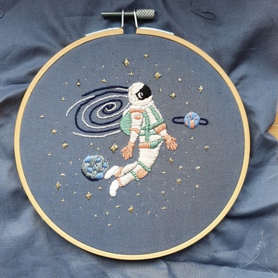 Astronaut Outer Space Embroidery Art Pattern Space Embroidery Pattern ...
