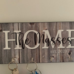 Rustic Key Holder for Wall, Personalized Modern Farmhouse Entryway ...