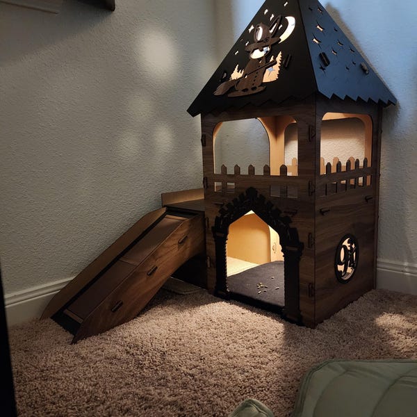 Wizardry Bunny Castle Playhouse Two Story Rabbit House Wooden Bunny ...
