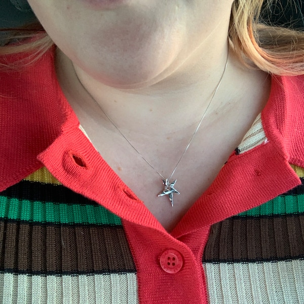 Hammered Sterling Silver Abstract Star Pendant Necklace or Earrings by ...