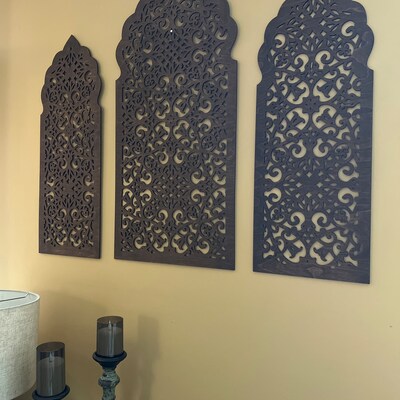 Moroccan Style Wall Panels, Wall Hanging, Wood Home Decor, Lattice ...